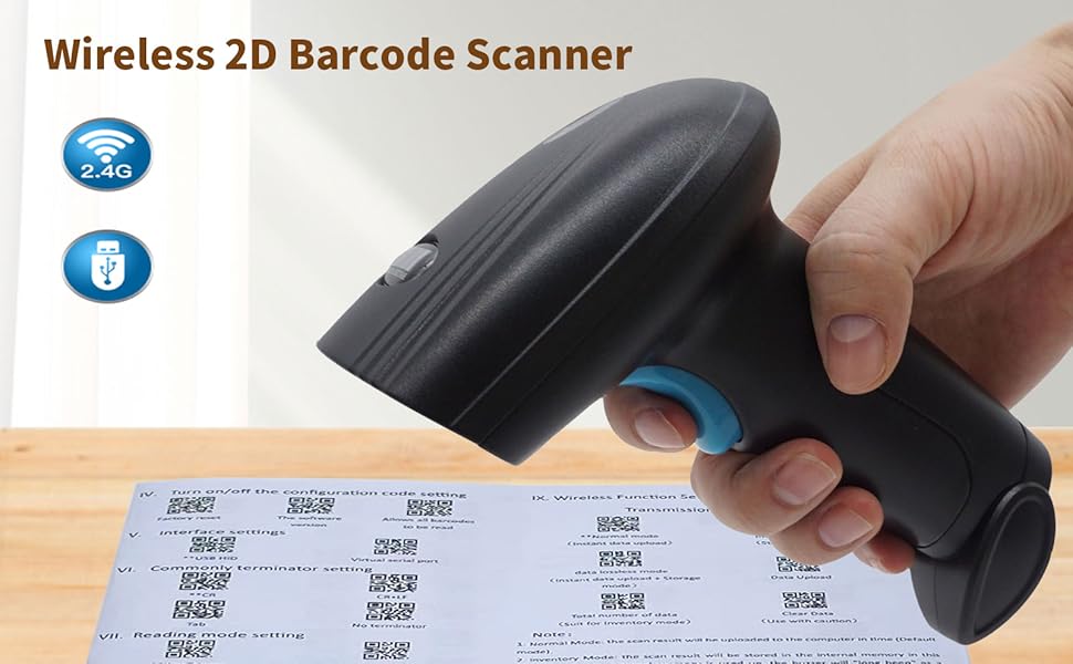 Amazon.com : Xyllayeo Barcode Scanner Wireless 1D 2D QR Code, Automatic Scanning Handheld Image ...