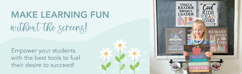 Amazon.com : Hadley Designs Motivational Reading Posters For Classroom ...