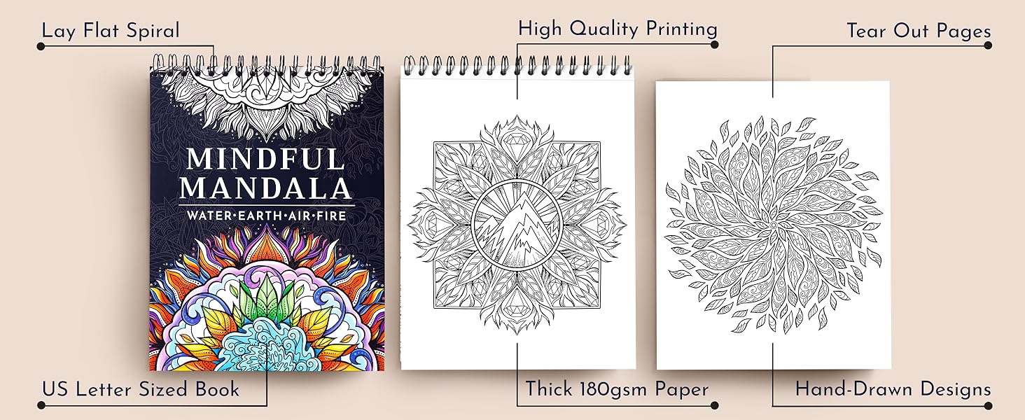 Amazon.com: RYVE Mandala Coloring Book for Adults – 50 Unique Mandalas for Relaxation & Stress ...