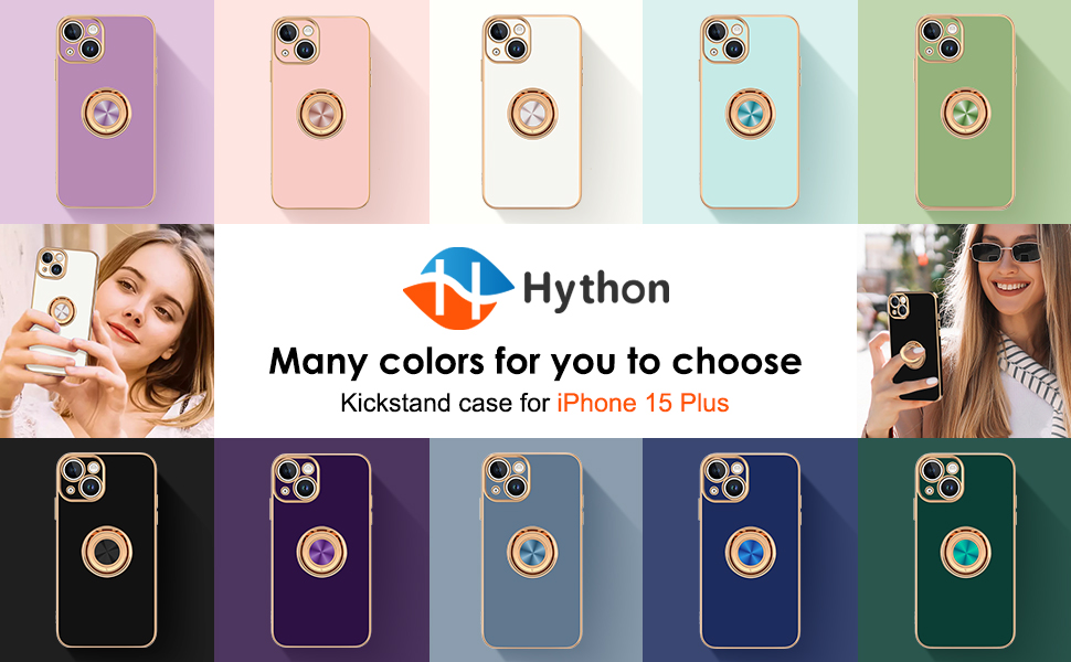Amazon.com: Hython for iPhone 15 Plus Case with Ring Stand, 360° Rotatable Ring Holder Magnetic ...