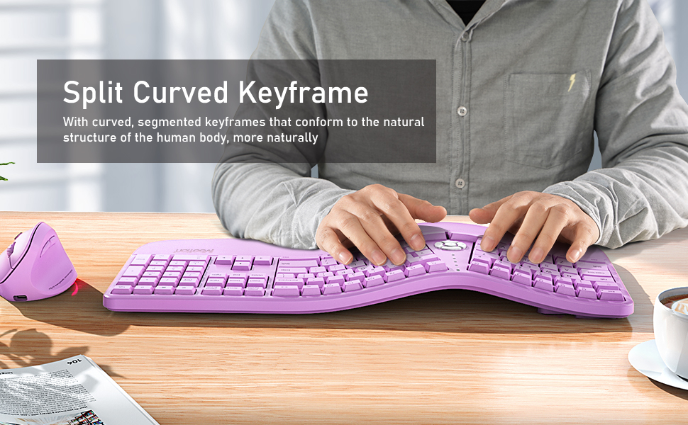 Amazon.com: MEETION Ergonomic Wireless Keyboard and Mouse, Ergo Keyboard with Vertical Mouse ...