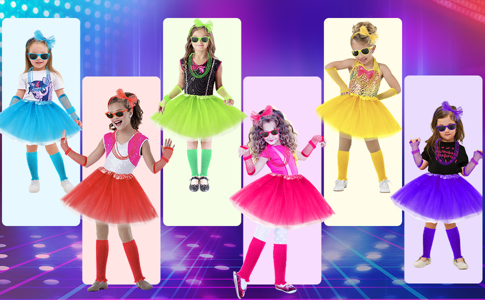 Amazon.com: 80s Outfit for Girls - 7 Pieces Kids 80s Costume ...