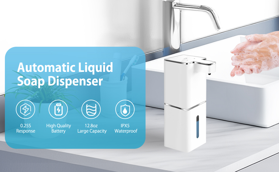 Amazon.com: JEMISUN Automatic Liquid Soap Dispenser Touchless Soap Dispenser 380ml/12.8oz ...