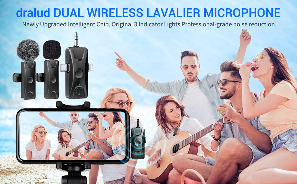 Wireless Lavalier Microphone for iPhone Android: Mini Lapel Mic with Intelligent Noise ...