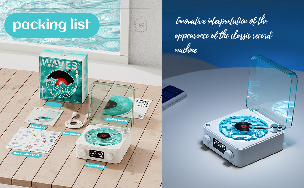 Amazon.com: Waves Bluetooth Speaker, Portable CD/Vinyl Player, Vintage ...