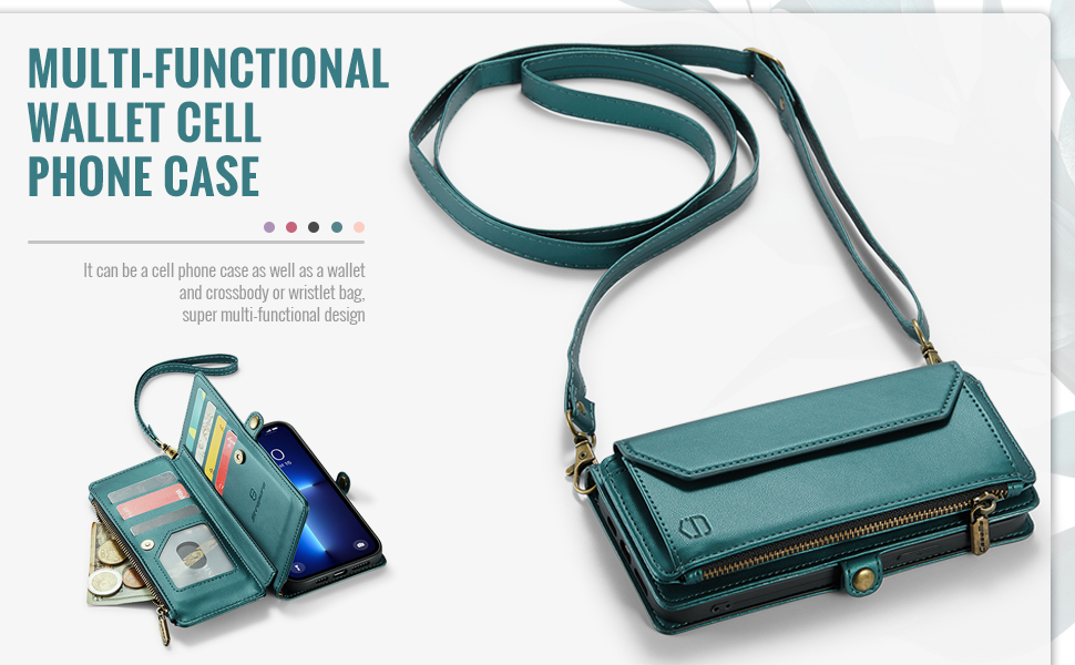 Amazon.com: Strapurs Crossbody Wallet Case Compatible with iPhone 13 Pro Max RFID Blocking 10 ...