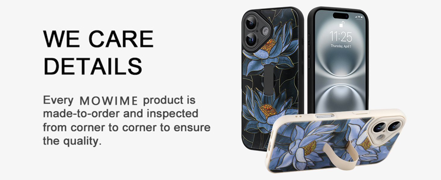 Amazon.com: MOWIME Compatible with iPhone 16 Pro Case with Finger Strap, Lotus Floral Shockproof ...