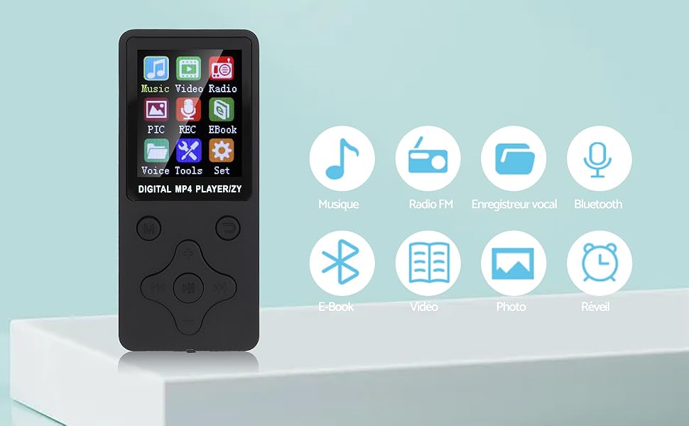 Lecteur MP3 Portable de 8 Go, Lecteur Audio numérique Bluetooth 1,8 ...