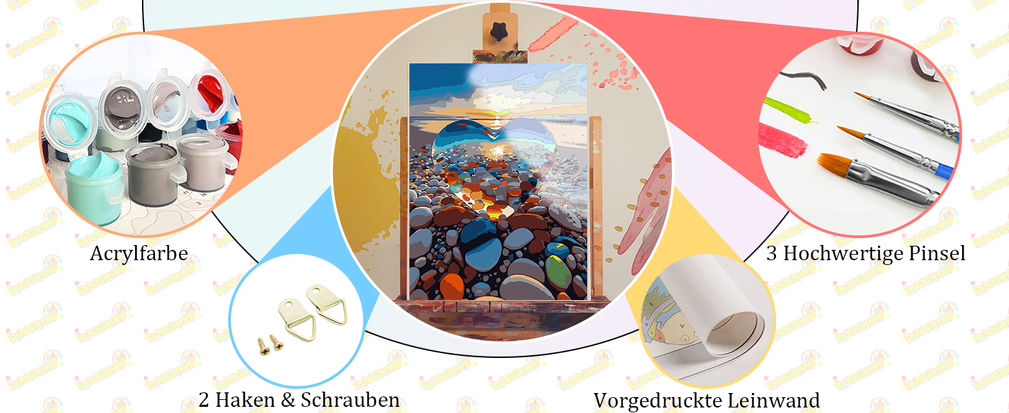 Malen Nach Zahlen Erwachsene Kristall Herz-DIY Landschaft Liebe Stein Handgemalt Ölgemälde Kit ...