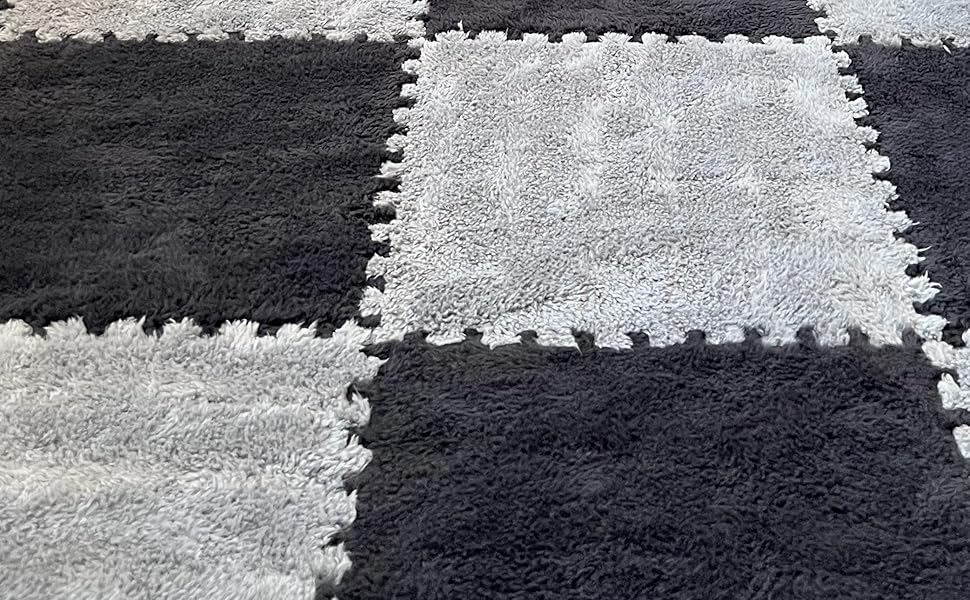 Amazon.com: 12pcs Carpet Squares Puzzle Floor Mat, Plush Interlocking ...