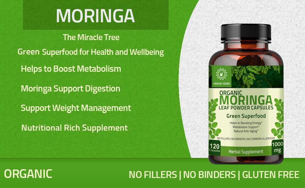 Amazon.com: Organic Moringa Capsules 120 Capsules 1000mg – Green Superfood Organic Moringa ...