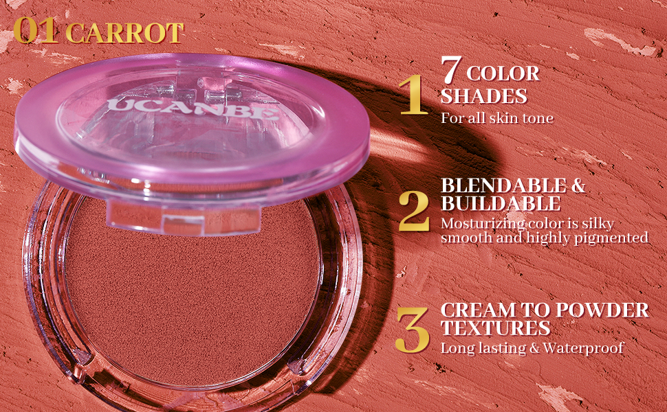 Amazon.com : UCANBE Matte Cream-To-Powder Blush Makeup Palette, Highly Pigmented Lightweight ...