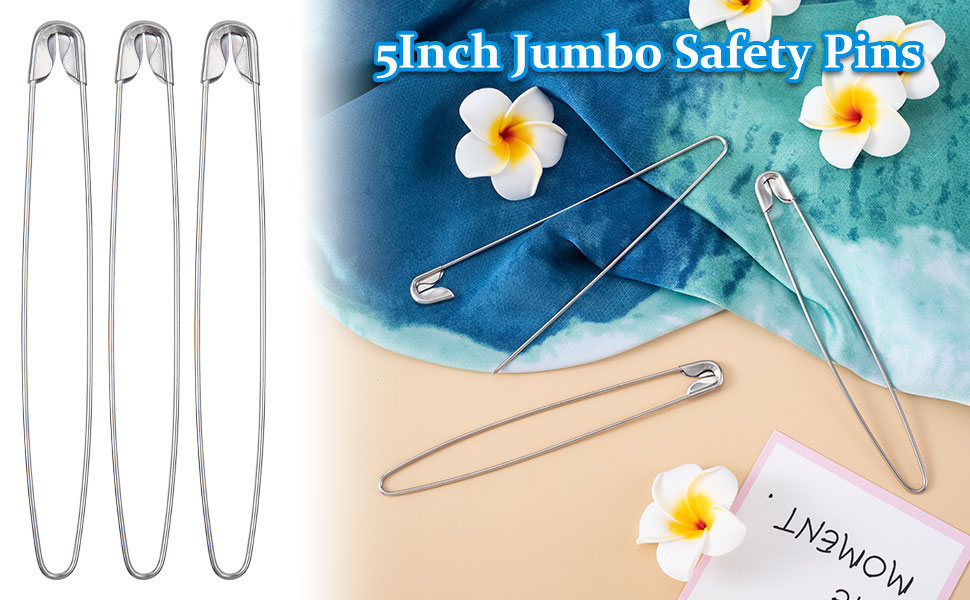 Amazon.com: HINZIC 20 Pcs Large Jumbo Safety Pins 5 Inch Safety Pins Stainless Steel Heavy Duty ...