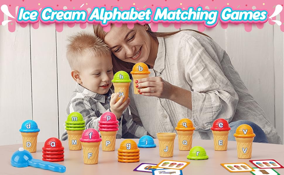 Amazon.com: Aizweb Ice Cream Alphabet Learning Toys,Color Sorting Matching Letter Game for ...