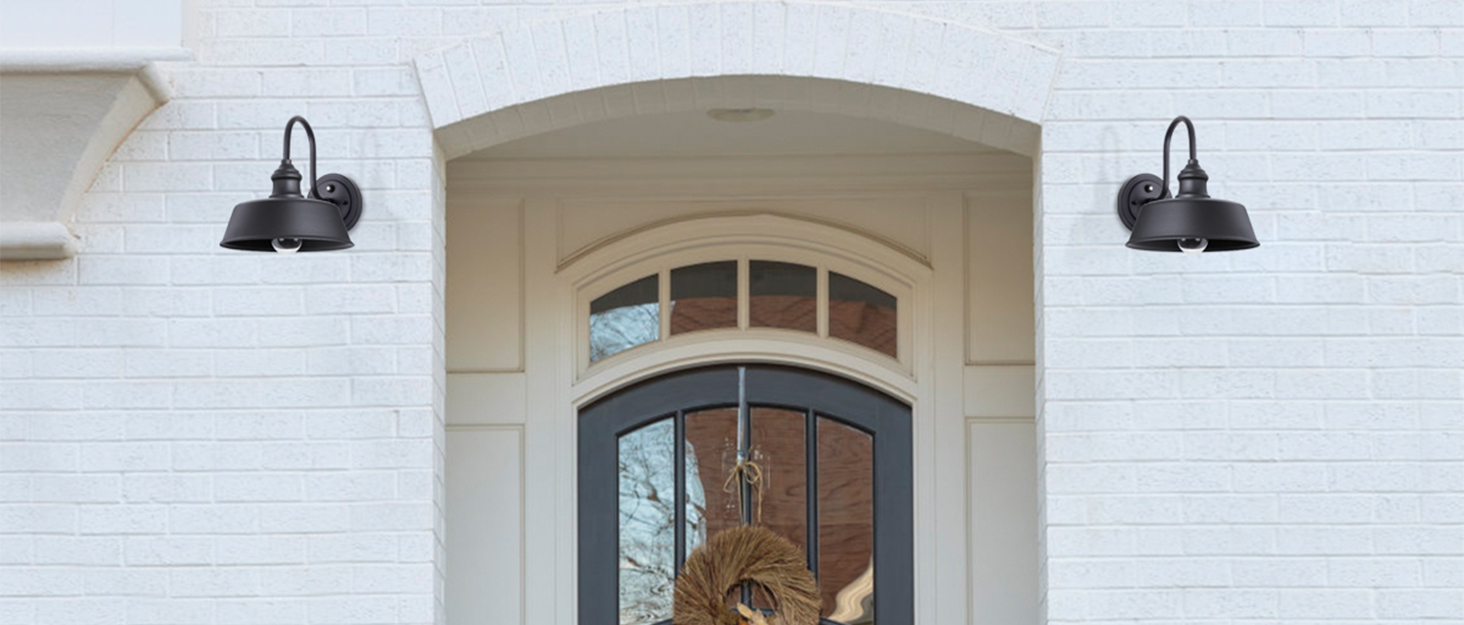 INNOSPARX 10'' Dusk to Dawn Outdoor Barn Light Black Outside Gooseneck Lighting Wall Mounted ...