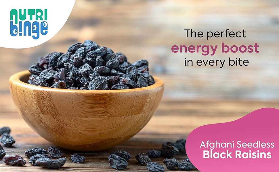 NUTRI BINGE Dried Black Raisins (Kishmish 200 Grams) - Pack of 3, Organic Fresh Fruit Dried ...