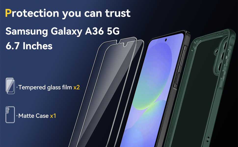 Amazon.com: ivoler 3-in-1 Case for Samsung Galaxy A36 5G 6.7" 2025 with 2 Pack Tempered Glass ...