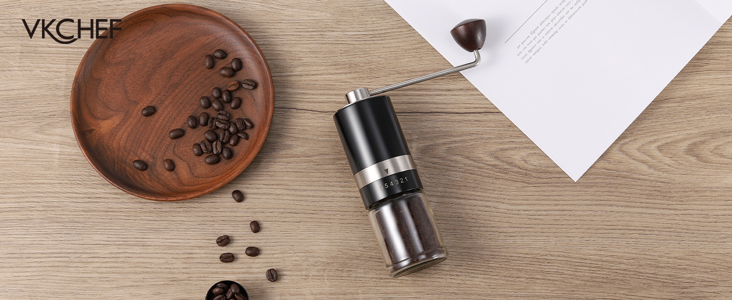 Amazon | VKCHEF コーヒーミル 手動 手挽きコーヒーミル コーヒーグラインダー ステンレス臼 コーヒーミル キャンプ 粗さ調整可能 珈琲ミル キャンプコーヒー 6度調節機 ...