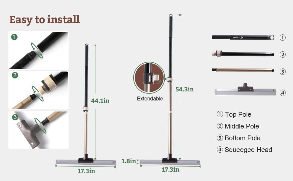 Amazon.com: Eyliden Rubber Floor Squeegee, Quick Water & Foam Removal Broom | Heavy-Duty, Dual ...