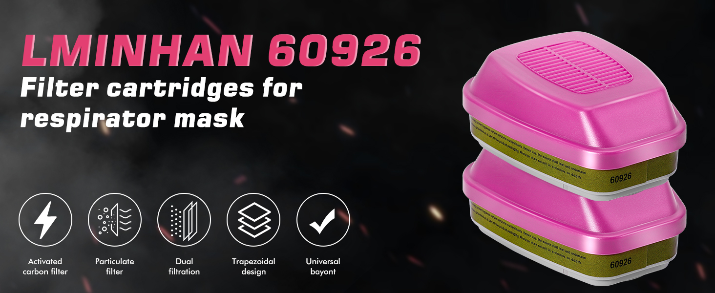 6 Pairs 60926 Filter, Respirator Filter 60926 Cartridges Against Organic Vapors, Acid Gases ...