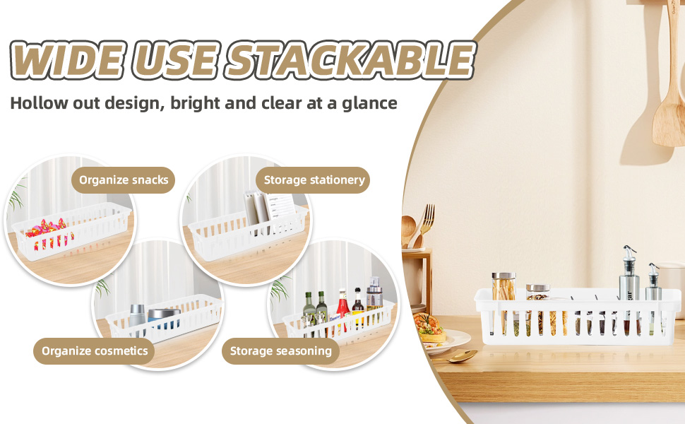 Amazon.com: Yuixoseu 12 Pack White Slim Plastic Storage Baskets, Small ...