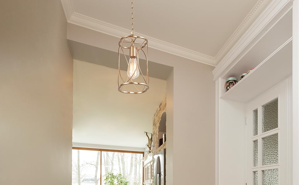 Optimant Lighting Gold Pendant Lighting for Kitchen Island, Modern Cage ...