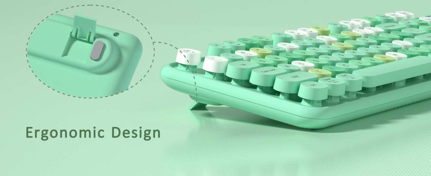 Wireless Computer Keyboard And Mouse Combo Coveva Colorful Typewriter Retro