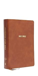 NKJV, Foundation Study Bible, Large Print, Leathersoft, Brown, Red Letter, Thumb Indexed ...