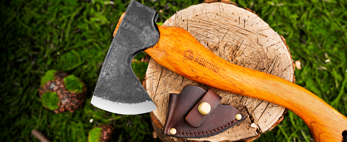 Amazon.com : NedFoss R33 Camping Hatchet Axe, 13" Bushcraft Axes and Hatchets with Cowhide ...