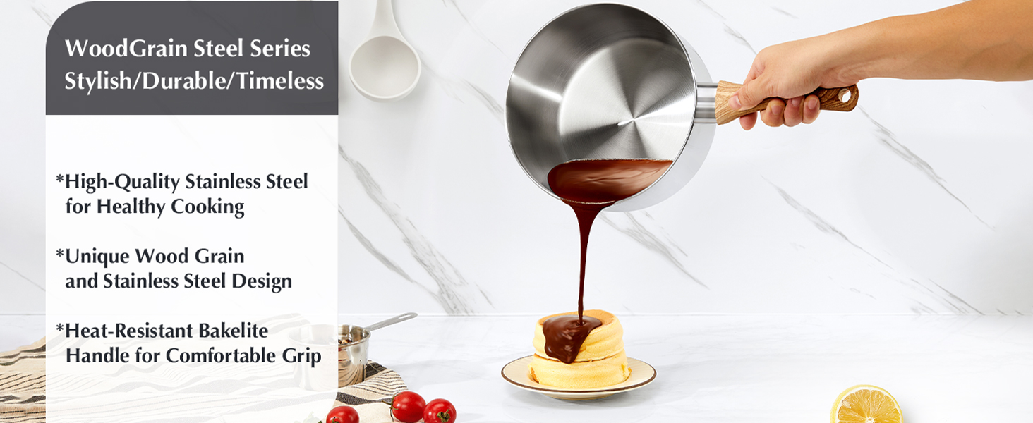 Amazon.com: KOCH SYSTEME CS Stainless Steel Saucepan Set, 6 Piece Stainless Steel Pot 1QT & 2QT ...