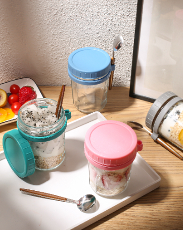 Amazon.com: GUUTRY Overnight Oats Containers with lids and Spoons: 16 oz Mason Jars for ...