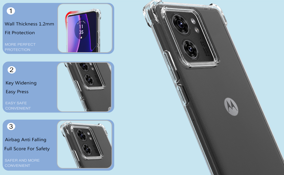 Amazon.com: Osophter for Motorola Edge 2023 Case: Clear Women Girls Boys Reinforced Corners TPU ...