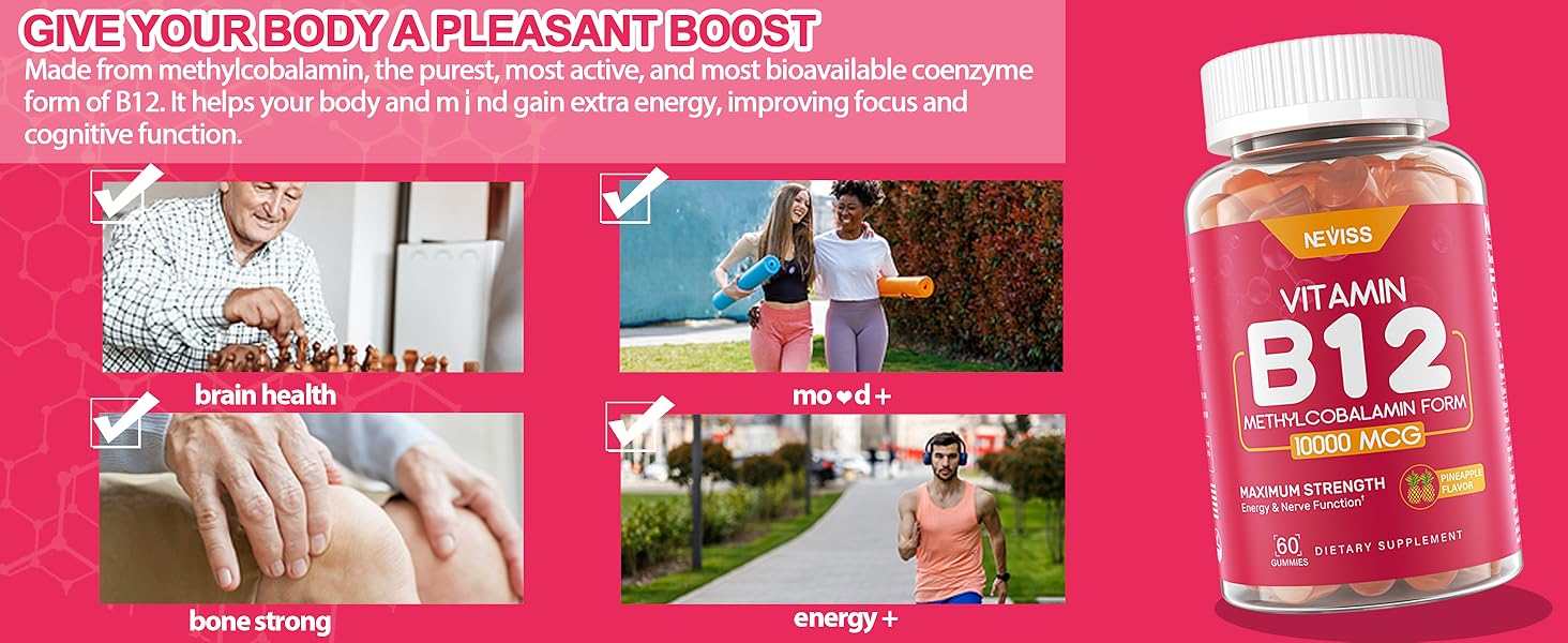 Amazon.com: Vitamin B12 Gummies 5000mcg / 10000 mcg (Methyl B12) with ...