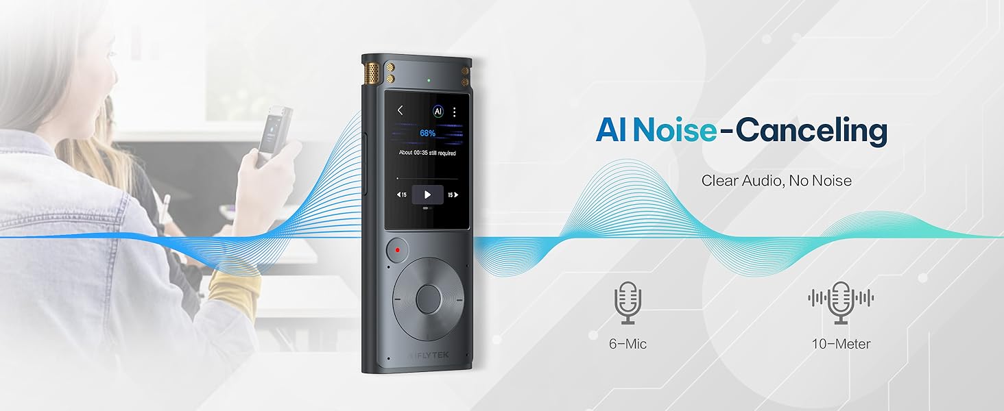Amazon.com: iFLYTEK AI Voice Recorder with Playback & Voice Activated Recording, 32GB Digital ...