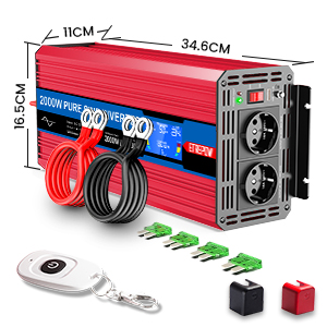 ETREPOW 2000w Convertisseur 12v 220v Pur Sinus Transformateur onduleur -2 Prise EU de Courant ...