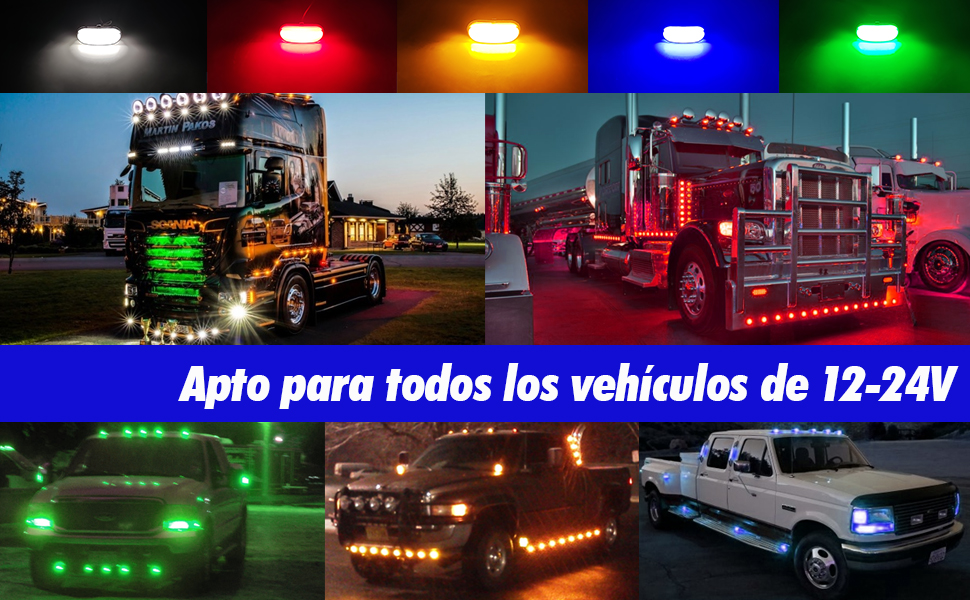 10Pcs Luces de señalización para camiones, 9 Led 12-24V Remolque Luz Indicadores Traseros ...