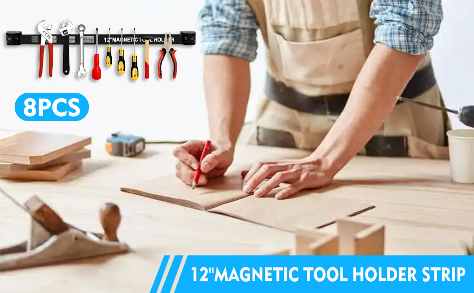 Amazon.com: Phamzele 12" Magnetic Tool Holder Set, 8PCS Heavy Duty Magnetic Tool Holder Strip ...