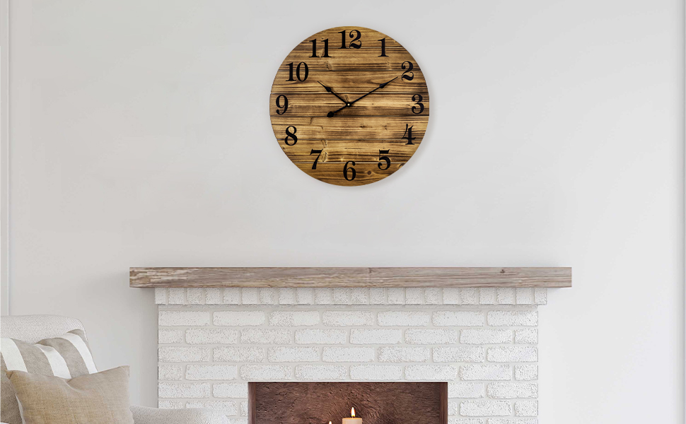 Amazon.com: Alarmore Farmhouse Wall Clock, 24 Inch Large Wall Clocks ...