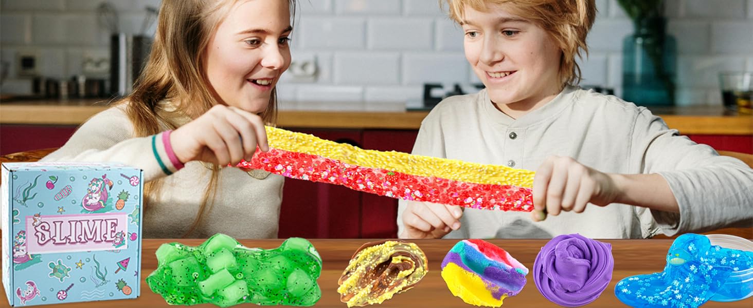 Okaybee Slime Variety Pack Different Textures, 8 Pack Slime Kit Includes Butter Slime, Rainbow ...