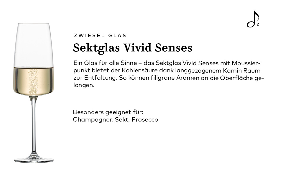 Zwiesel Glas Sektglas leicht & frisch Vivid Senses (2-er Set), filigrane Schaumweingläser ...