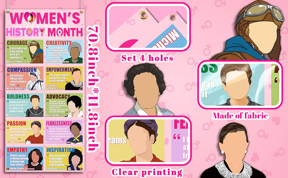 Amazon.com: Womens History Month Decorations Door Cover, 6x2.9FT ...