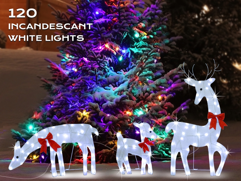 Amazon.com: weillsnow Reindeer Christmas Decoration Lights Up Deer Family, 3-Piece Set 2D ...