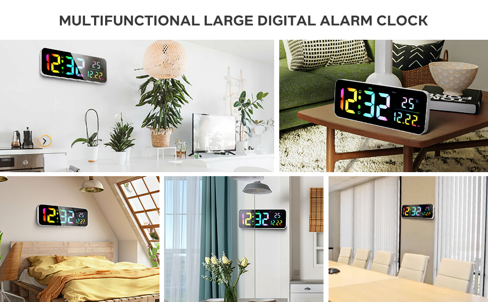 Digitaler Wecker mit Fernbedienung 38cm x 14cm Digitaler Wandwecker Groß Alarm Clock LED ...