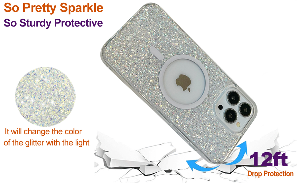 Amazon.com: ASONCE Cute Glitter for iPhone 15 Pro Max Case [Compatible with MagSafe] Magnetic ...
