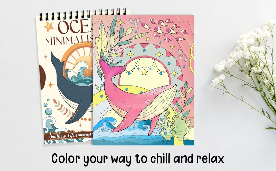 Amazon.com: SOUTHERN LOTUS Experience Serenity with Spiral Coloring Book: Ocean Minimalist Art ...