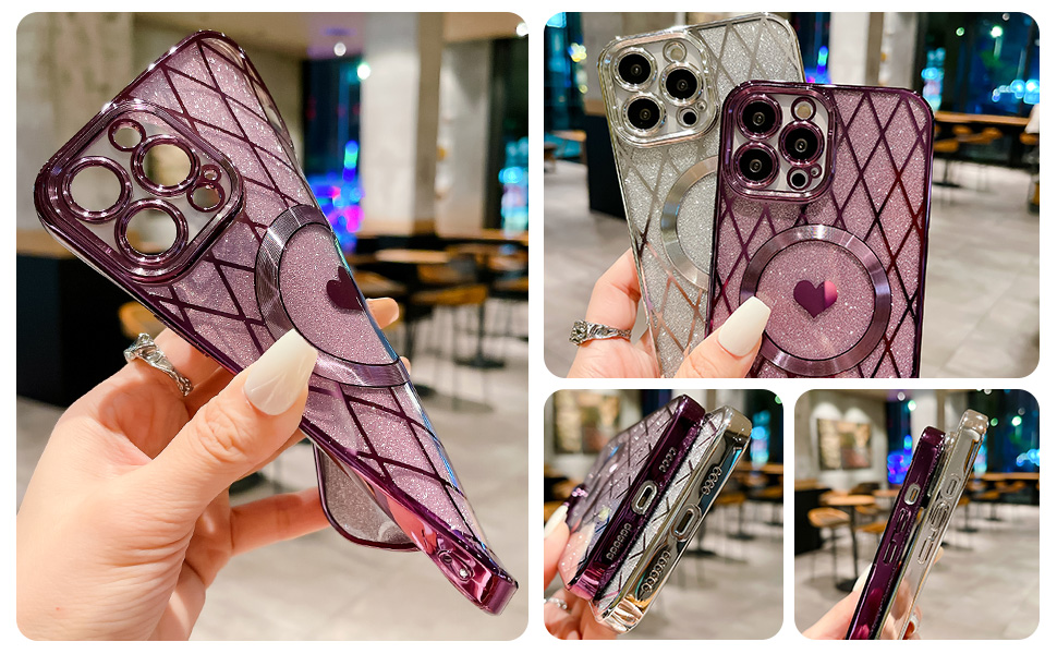 Amazon.com: SPOBIT for iPhone 13 Pro Max Phone Case Magnetic, Compatible with Magsafe, Glitter ...