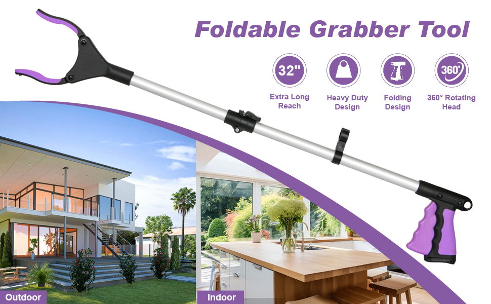 Amazon.com: Reacher Grabber Tool, 32" Foldable Grabber Reacher, Rotating Jaw - Mobility Aid ...