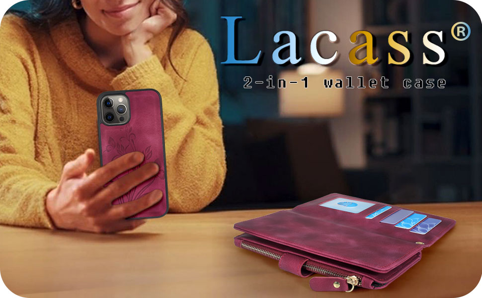 Amazon.com: Lacass Compatible with iPhone 12 Pro Max Case[12 Card Slot] ID Credit Cash Holder ...
