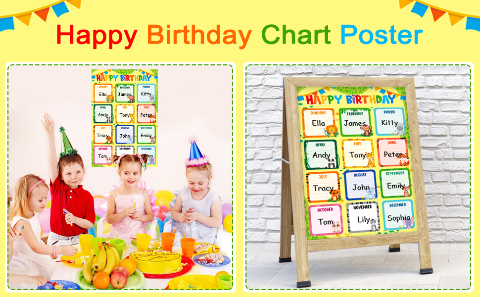 FLYAB Happy Birthday Chart Poster Birthday Poster for Classroom ...