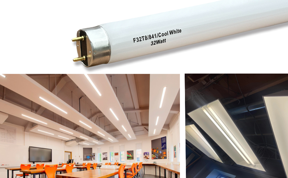 48 inch F32T8/841 32W T8 Fluorescent Tube Light Bulb, 4 Foot 32Watt/TL841 CW Cool White 4100K ...